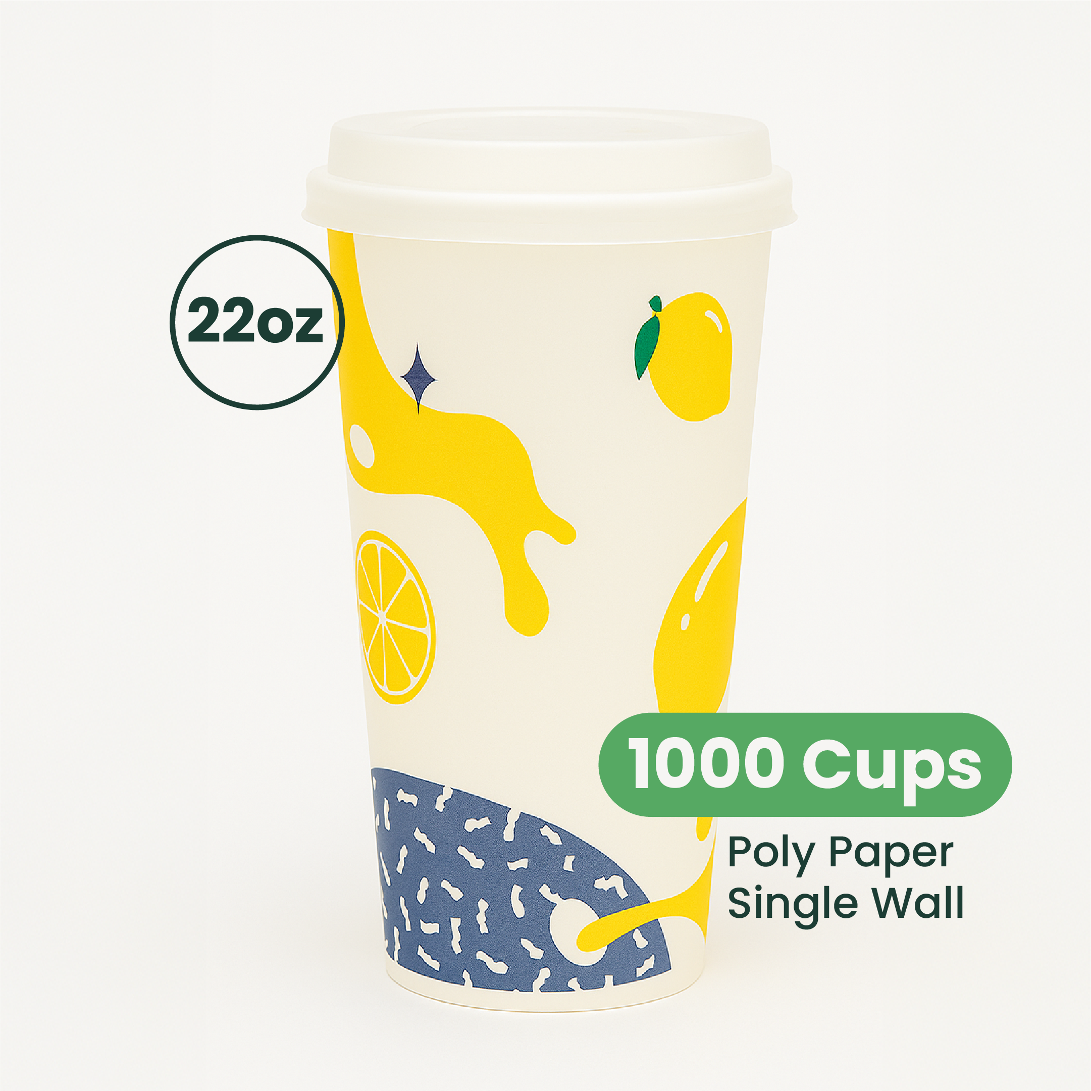22oz Poly Paper Lemonade Cups | Disposable Printed Drink Cups | 1,000 ...